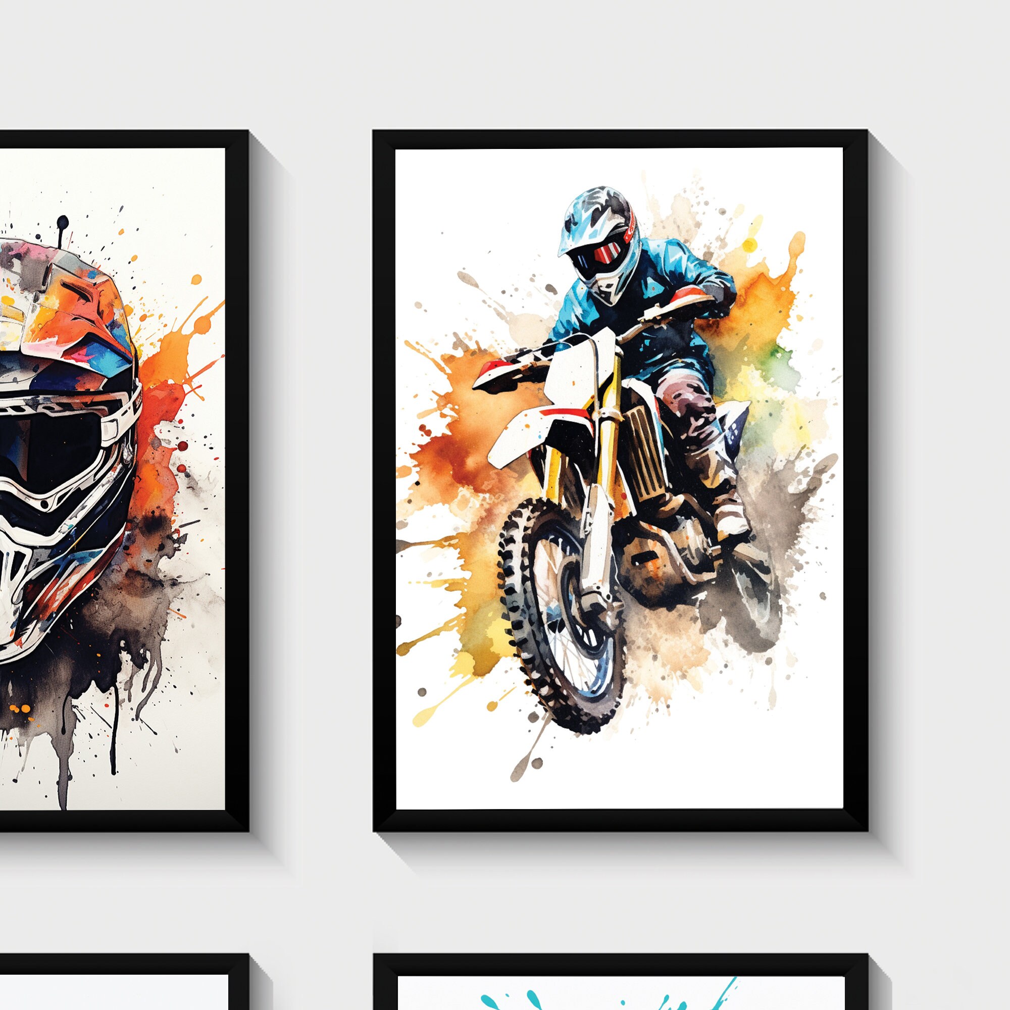 Motocross Prints Set of 6 Watercolour Dirt Bike Print Motorcycle Print ...