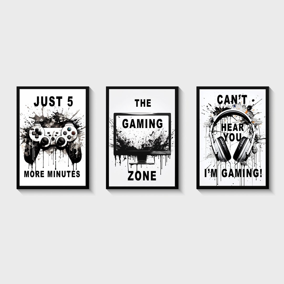 Set of 3 Gaming Prints, Gaming Prints, Graffiti Wall Art, Gaming Print ...