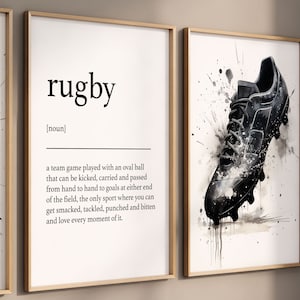 Rugby Prints, Rugby Wall Art Set of 3, Gift for Boys, Boys Bedroom ...