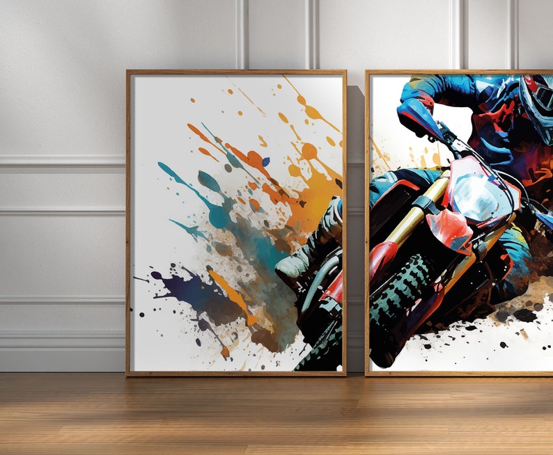 Motocross Prints, Set of 3 Watercolour Dirt Bike Print, Motorcycle ...