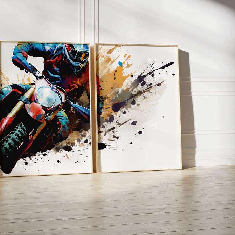 Motocross Prints, Set of 3 Watercolour Dirt Bike Print, Motorcycle ...