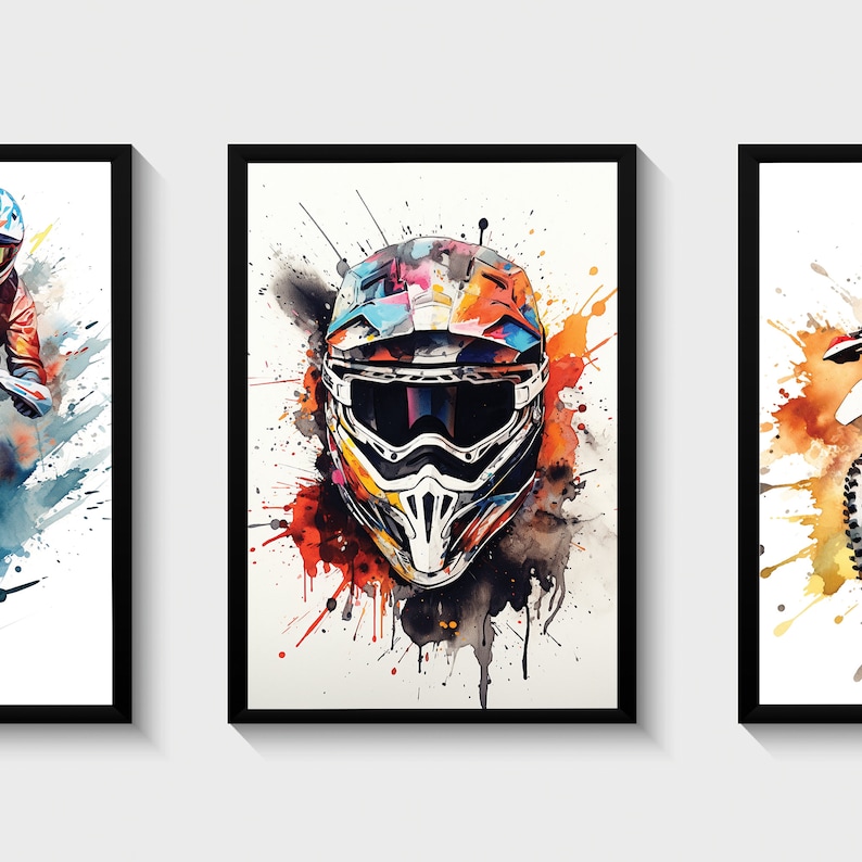 Motocross Prints Set of 3 Watercolour Dirt Bike Print Motorcycle Print ...