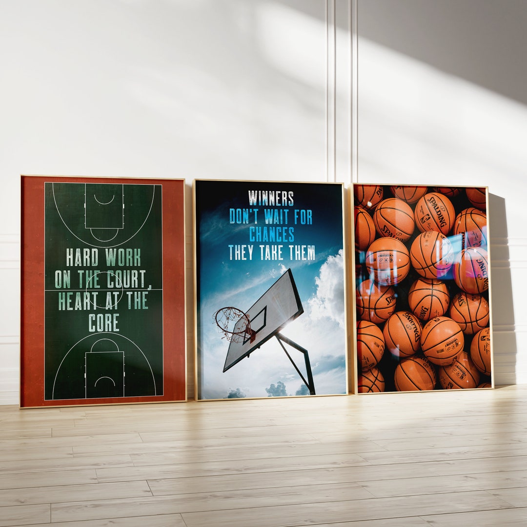 Set of 3 Basketball Prints, Basketball Posters, Basketball Wall Art Set ...