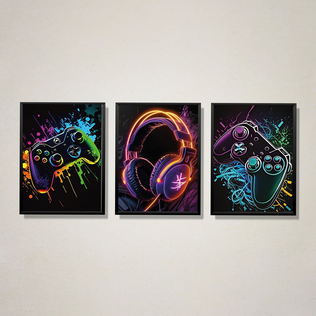 Gaming Wall Poster | DIGITAL DOWNLOAD Set of 3 | Gamer Wall Art | Video ...