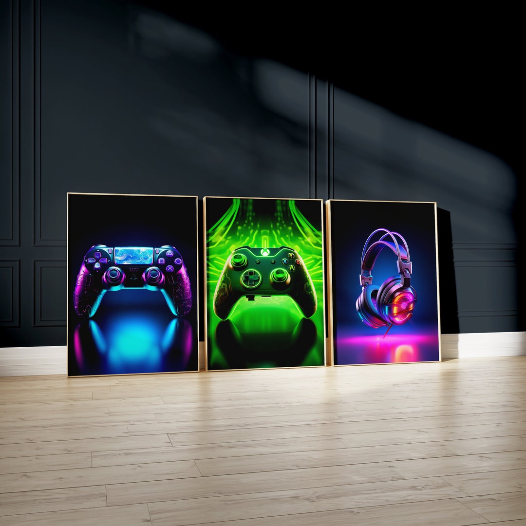 Set of 3 Gaming Prints - A3 Digital Art - Gamer Decor Wall Art - Boys ...