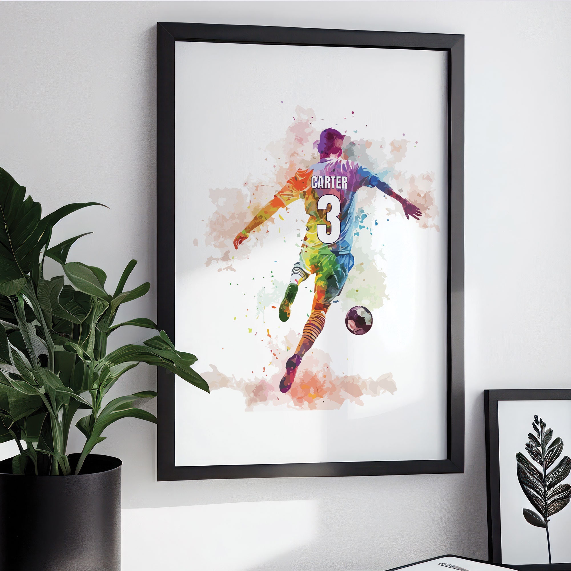 Personalised Football Wall Art Prints Custom Football Poster, Boys ...