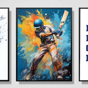 Set of 3 Cricket Wall Art, Cricket Prints, Cricket Graffiti Art, A3 ...