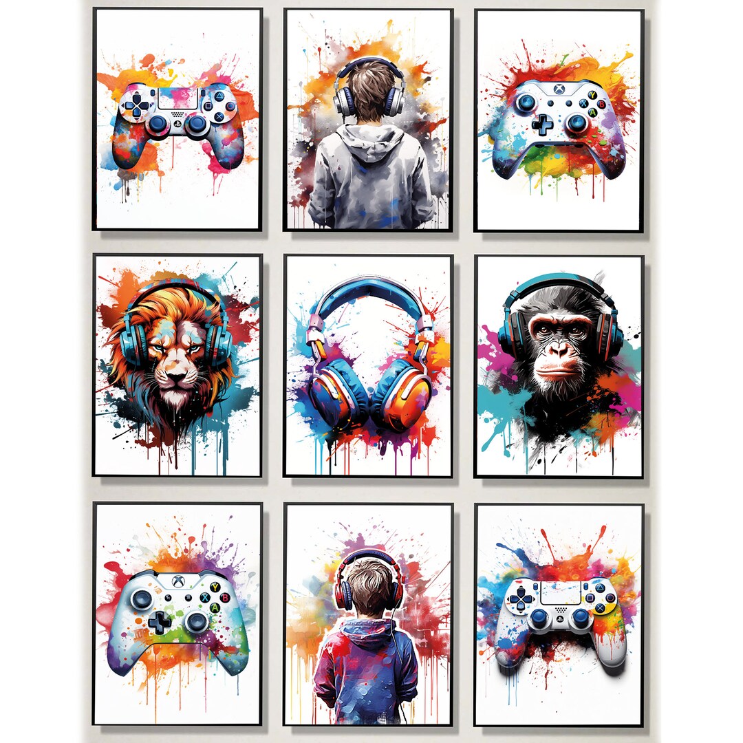 Set of 9 Gaming Prints, A4 Gaming Wall Art, Gamer Digital Prints, Gamer ...