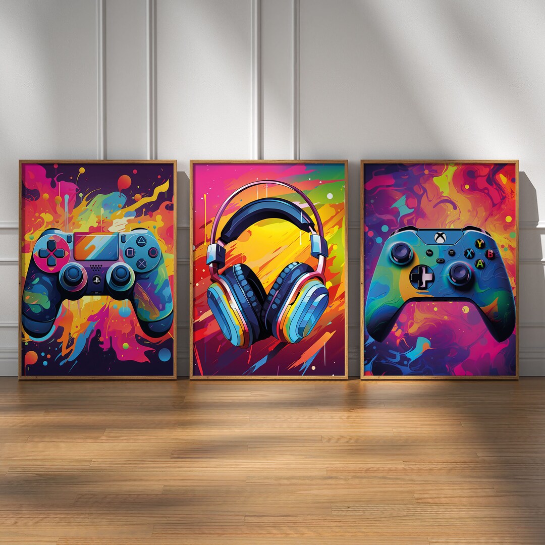 Set of 3 Gaming Prints, Graffiti Gamer Poster, Gaming Room Decor ...