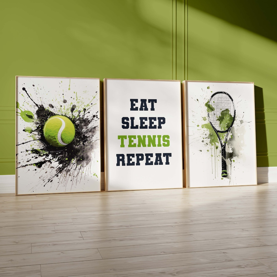 Set of 3 Tennis Wall Art, Tennis Prints, Boys Bedroom Decor, A3 A4 ...