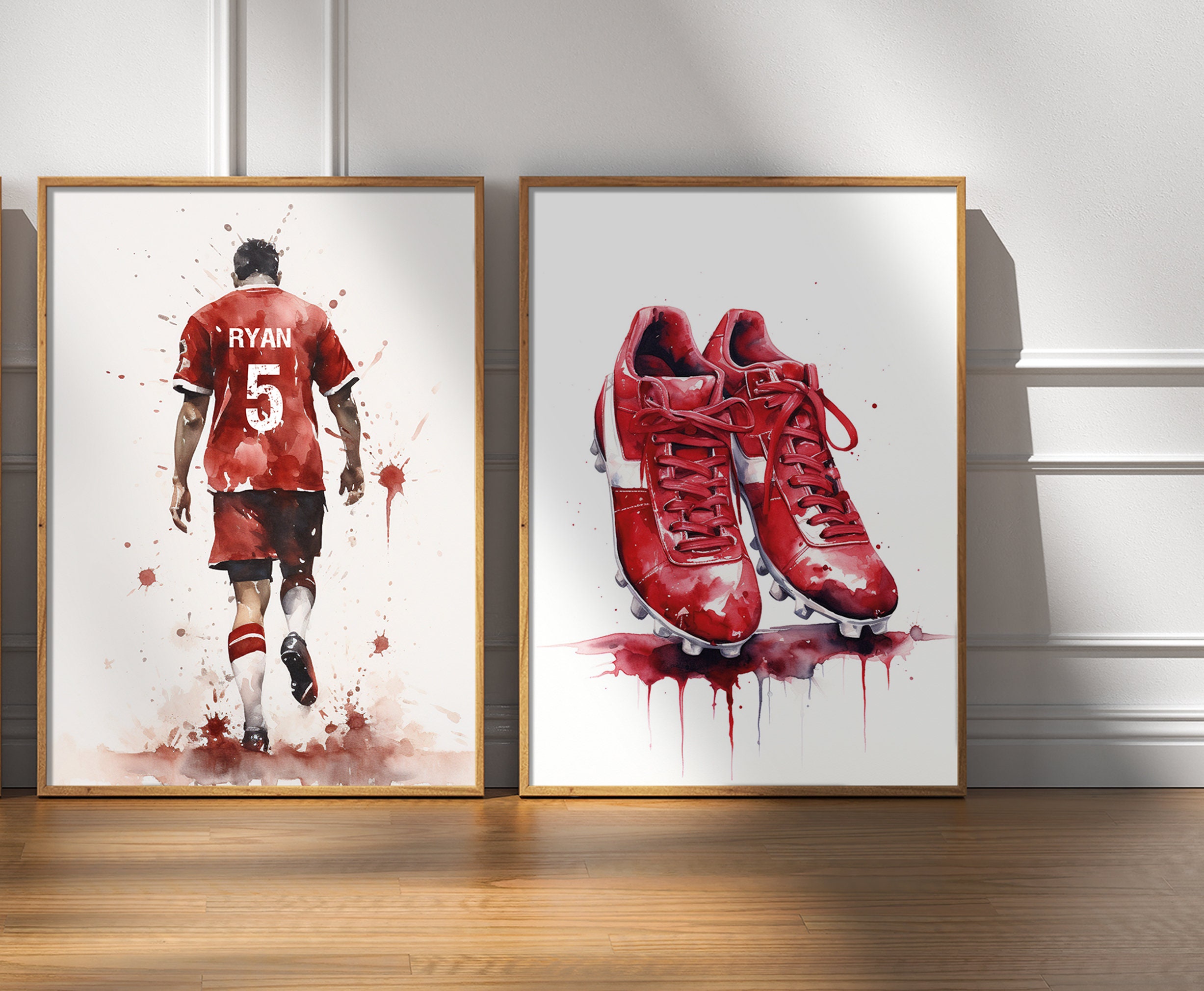 Personalised Football Wall Art Prints, Football Poster, Boys Bedroom ...