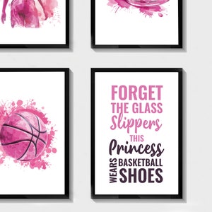 Pink Basketball Wall Art, Basketball Poster, Basketball Prints, Gift ...