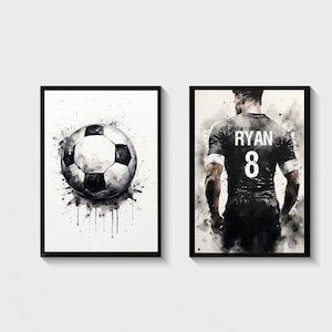 Personalised Football Wall Art Prints, Football Poster, Boys Bedroom ...