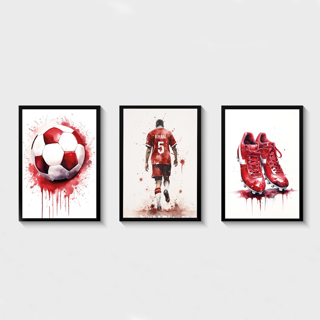 Personalised Football Wall Art Prints, Football Poster, Boys Bedroom ...