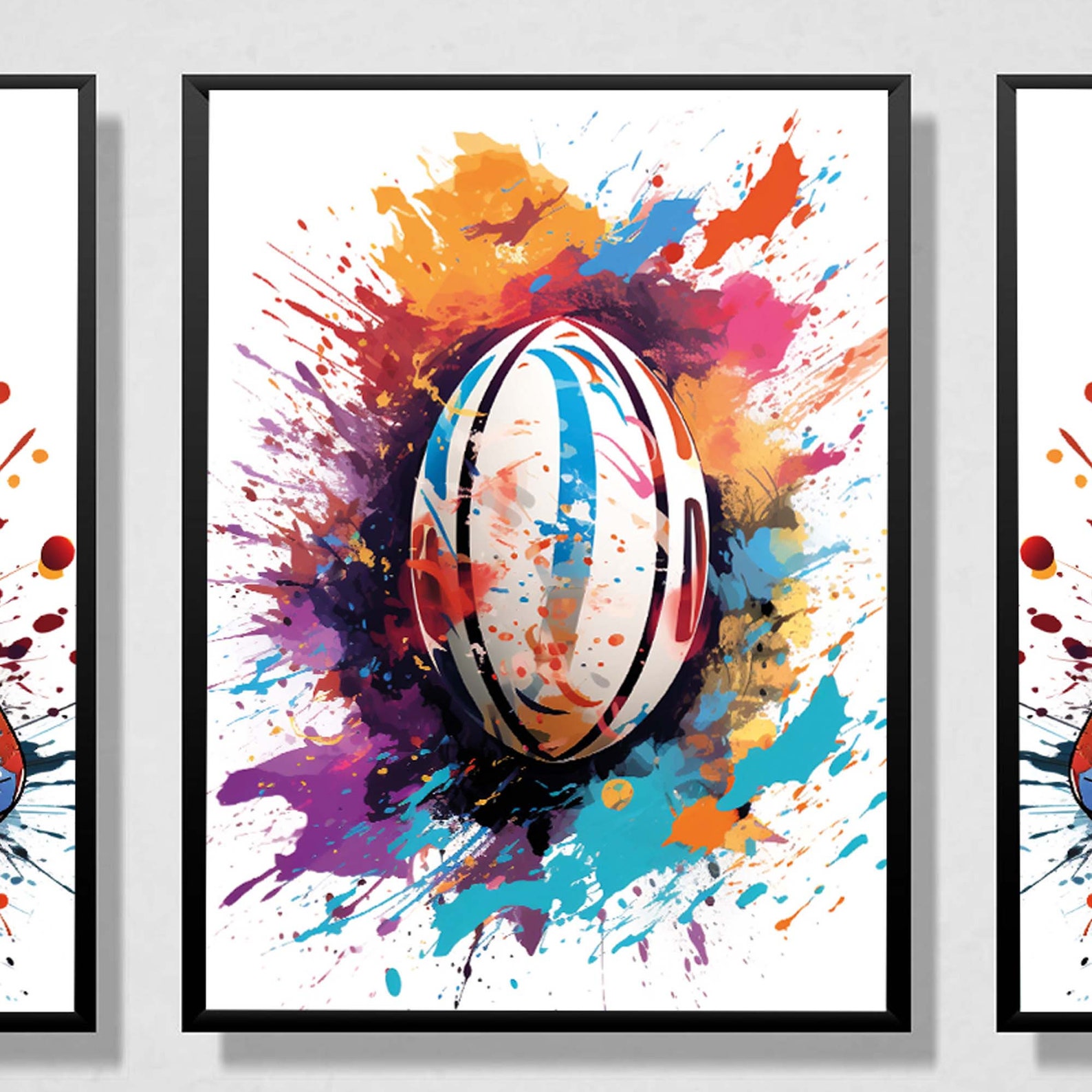 Rugby Prints, Rugby Poster, Rugby Wall Art, Set of 3 Digital Rugby Room ...