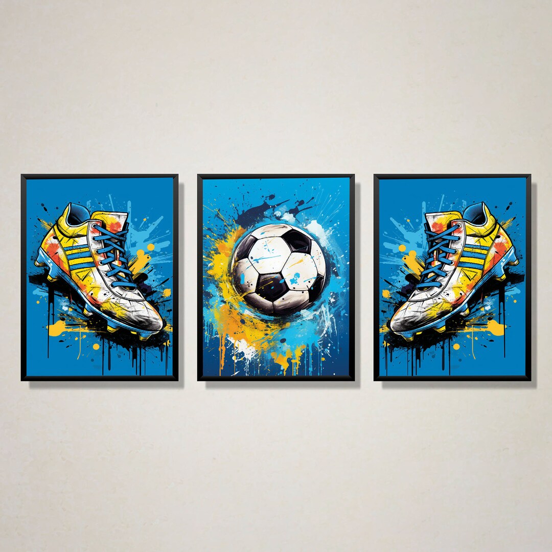 Set of 3 Football Wall Art Prints, Soccer Prints, Football Room Decor ...