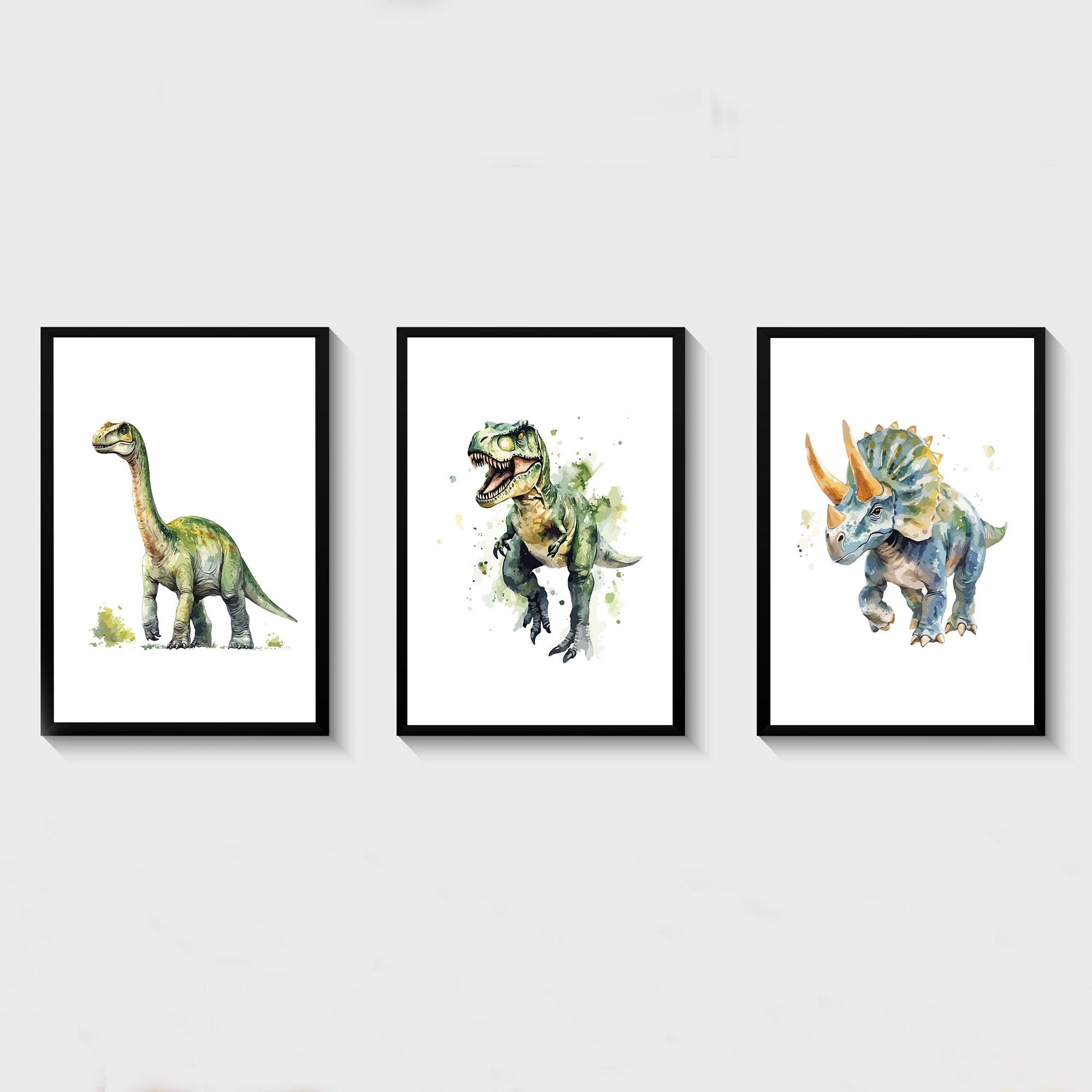 Dinosaur Posters, Set of 3 Dinosaur Print, Watercolour Dinosaur Nursery ...