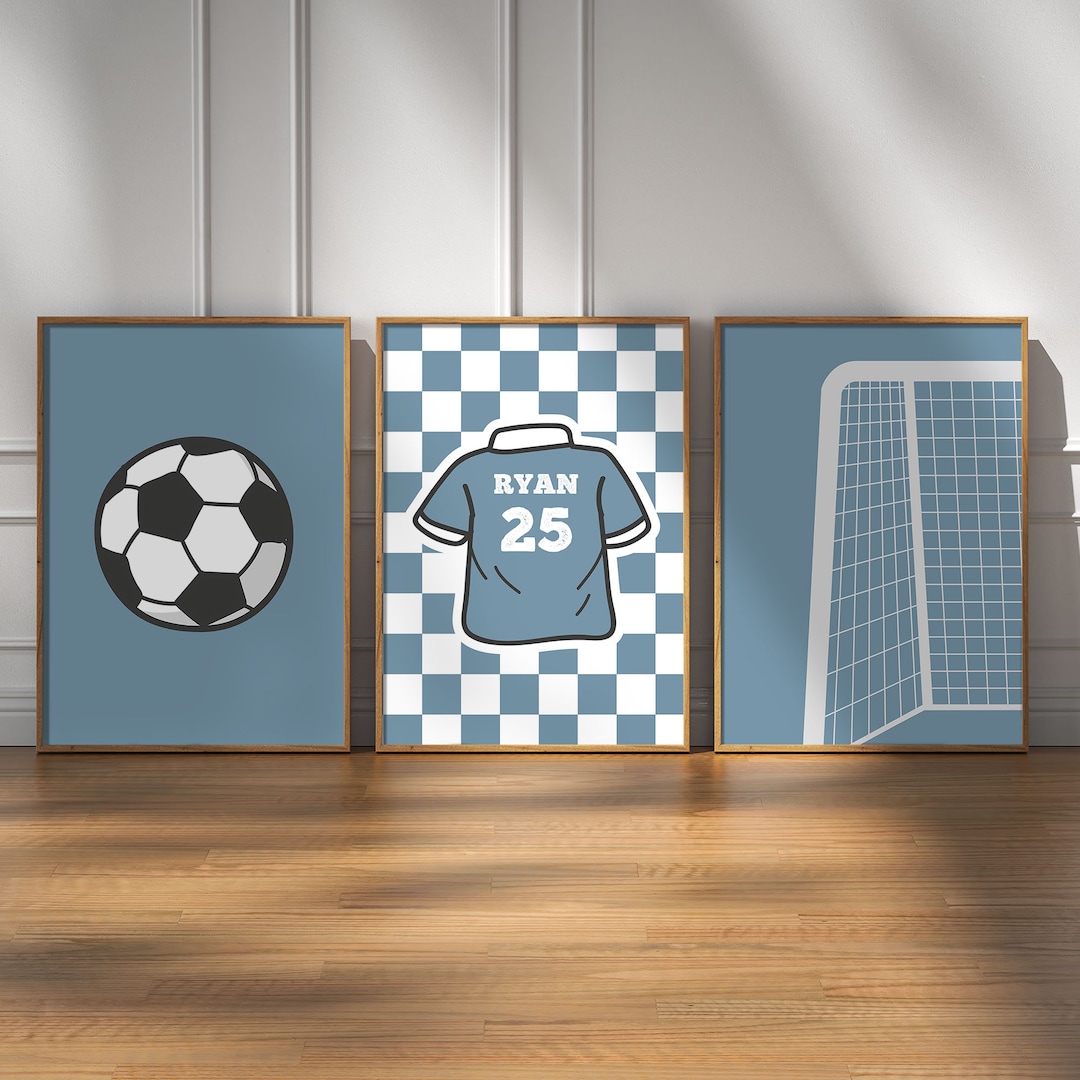 Personalised Football Wall Art Prints Personalised Football Prints Boys Bedroom Decor, Kid ...