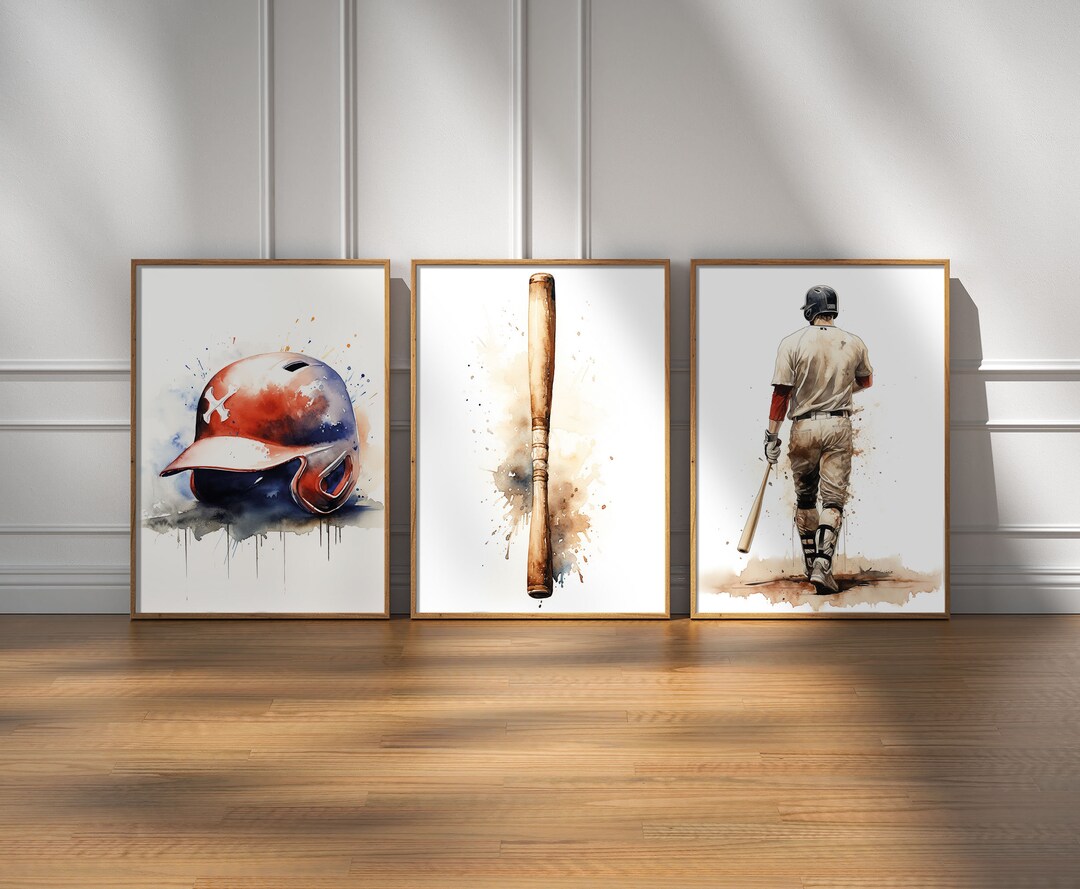 Baseball Prints Set of 3, Baseball Poster, Gift for Boys, Baseball ...