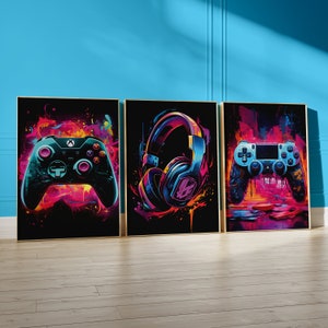Gaming Wall Art, Set of 3 Gaming Prints, A3 and A4 Gamer Art, Games ...
