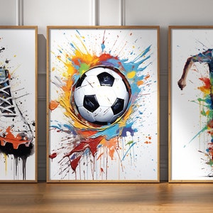 Set of 3 Soccer Wall Art Football Art Prints, Soccer Art Prints, Custom ...