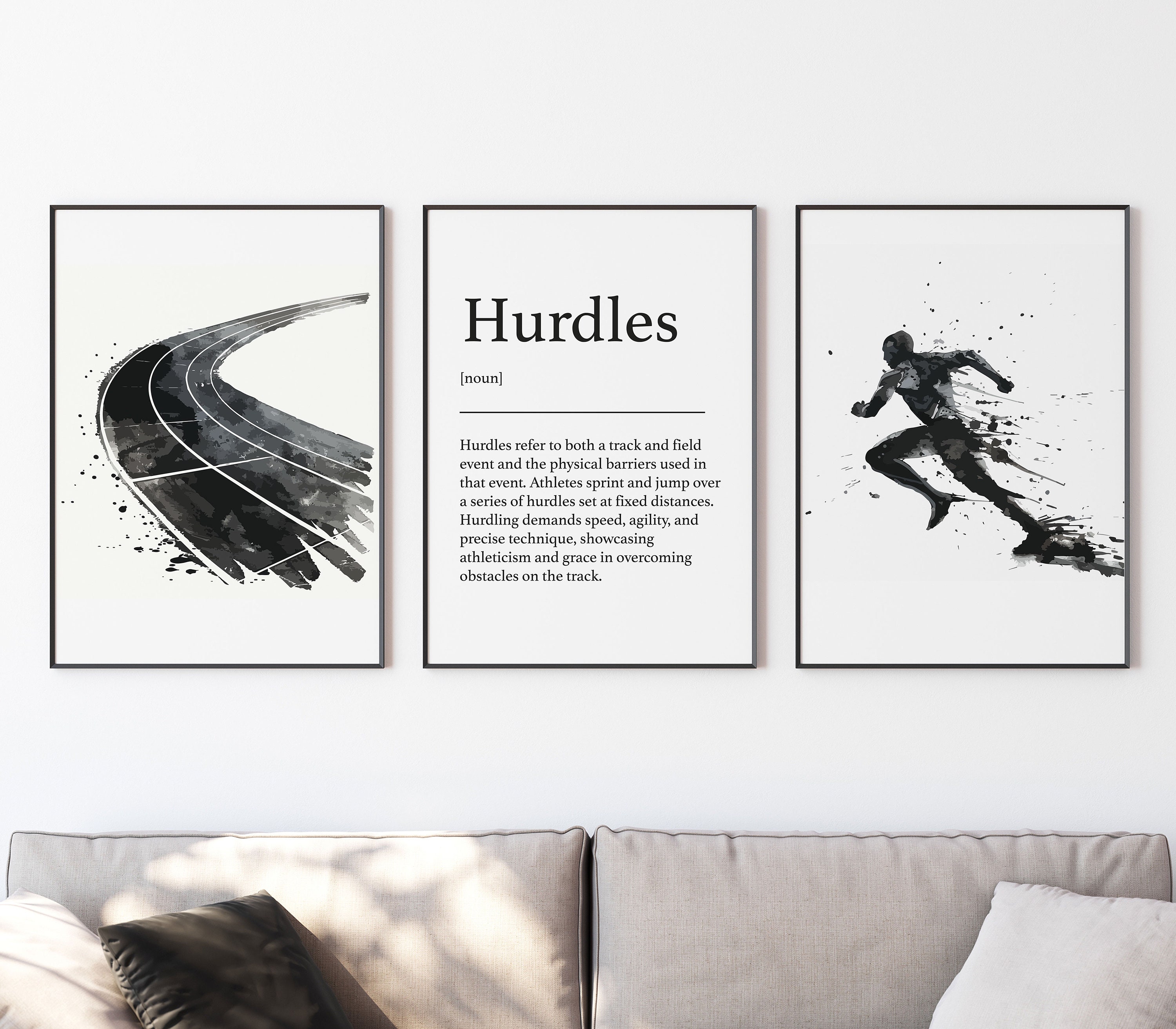 Athletics Wall Art Set, Set of 3 Runner Posters, Running Art ...