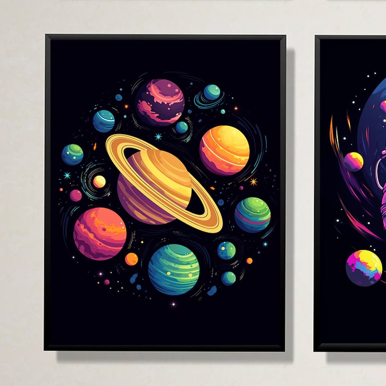 Space Art for Kids Print Series of 6 Space Themed Decor - Etsy Australia