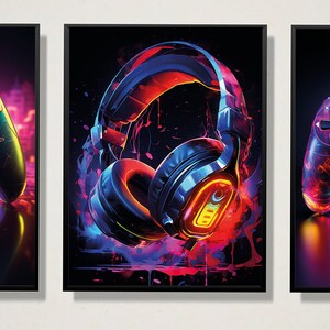 Gaming Wall Art, Set of 6 Gaming Prints, Gaming Room Decor, Boys ...