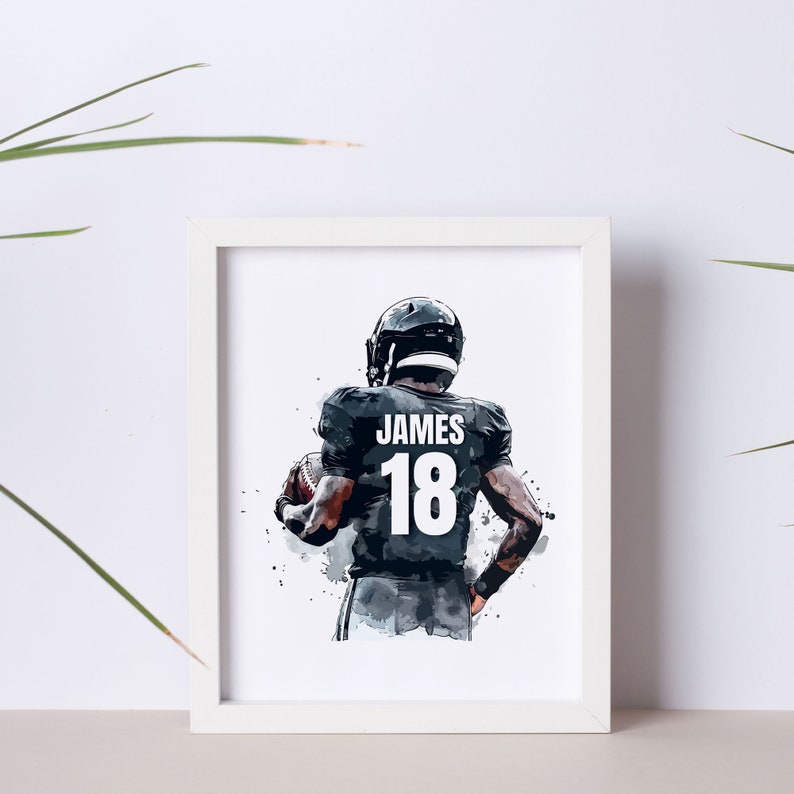 Personalised American Football Poster, Football Jersey Art, Boys ...