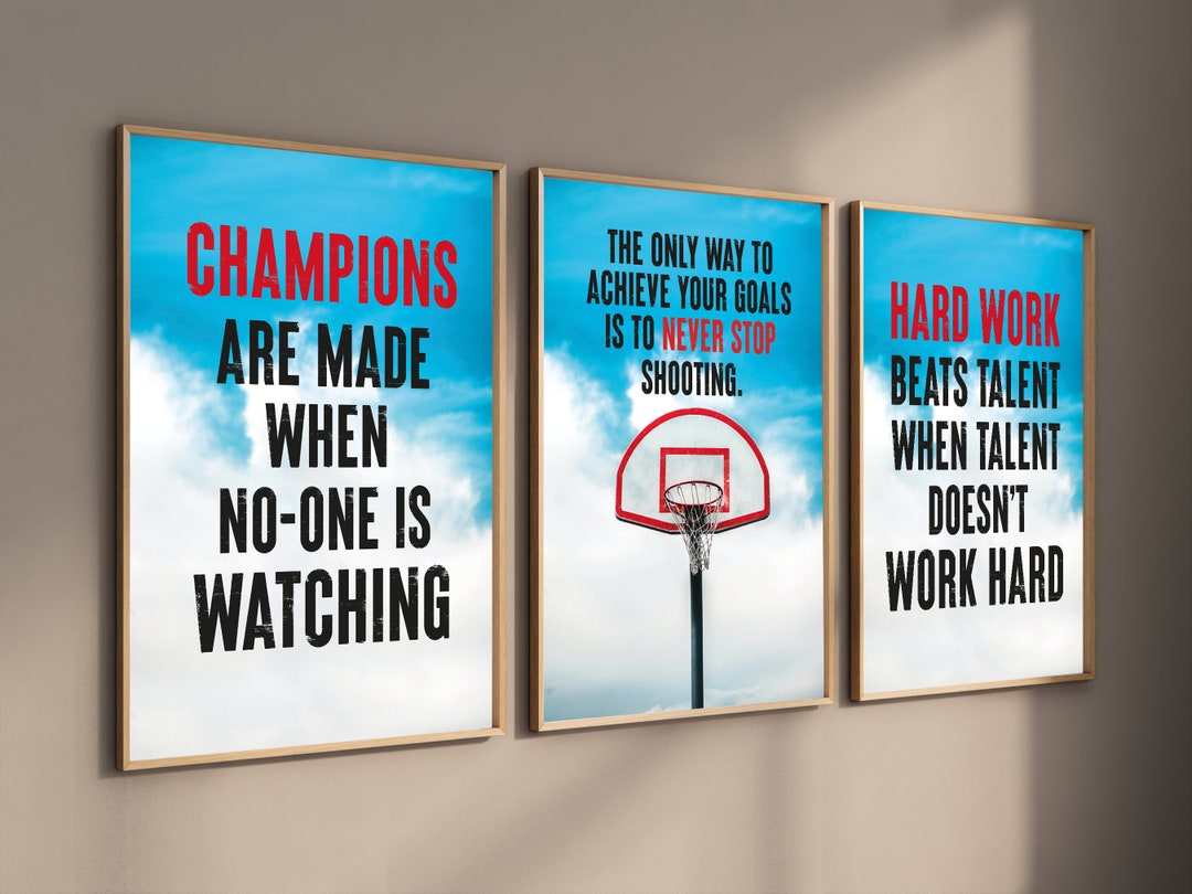 Basketball Set of 3 Motivational Prints, NBA Posters, Basketball Wall ...