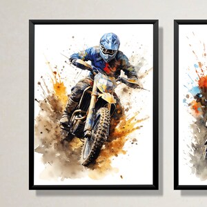 Motocross Prints Set of 3 Watercolor Dirt Bike, A3 A4 Digital Download ...