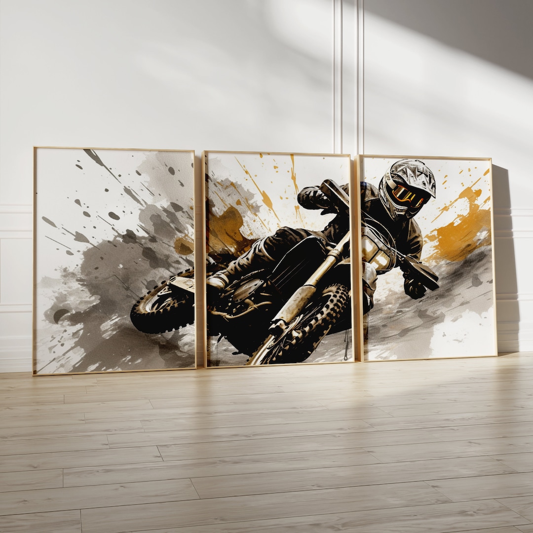 Set of 3 Motocross Prints, Motocross Wall Art A3 A4, Digital Download ...