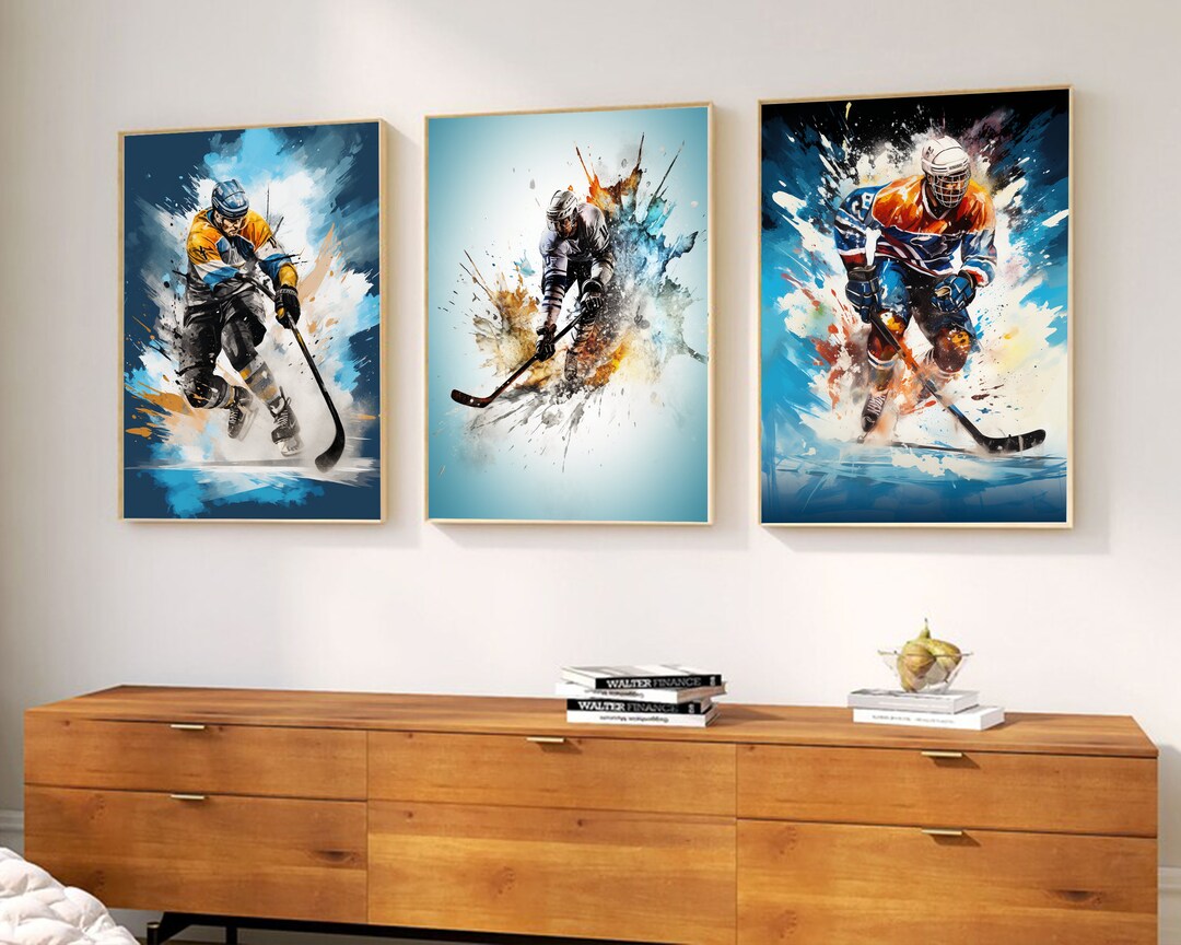Ice Hockey Wall Art - Teen Boys Room Decor - Set of 3 Printable Sport ...