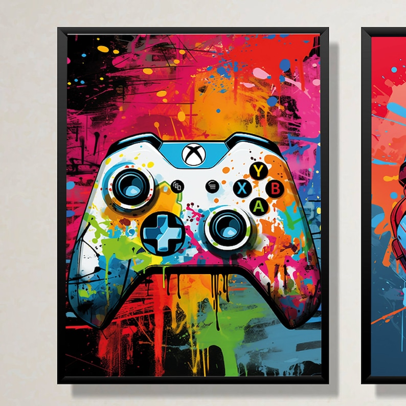 Graffiti Gaming Prints, Gaming Poster Wall Art, Set of 3 A3 Digital Art ...