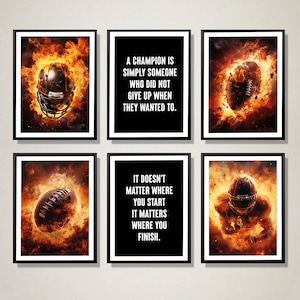 Set of 6 Football Motivational A3 Prints, NFL Football Posters, Boys ...