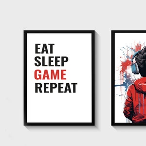 Red Gaming Posters, Boys Room Wall Art, Teen Bedroom Decor, Set of 3 ...