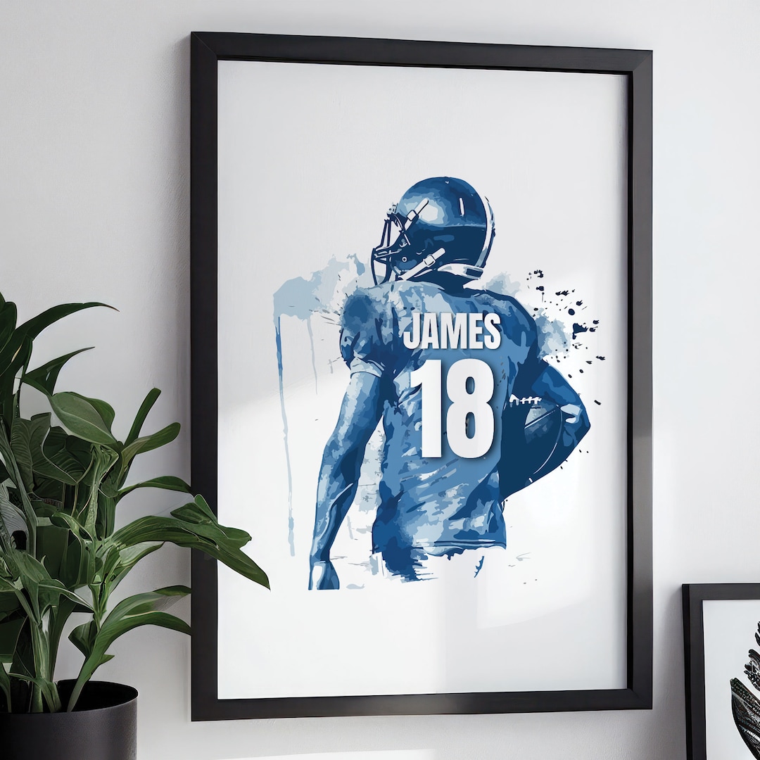 Personalised American Football Poster, Custom Football Jersey Art, Boys ...