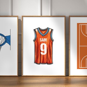 Personalised Name Basketball Modern Gallery Wall Set of 3 Downloadable ...