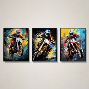 Motocross Prints, Set of 3 Dirt Bike Wall Art, Motorcycle Prints ...