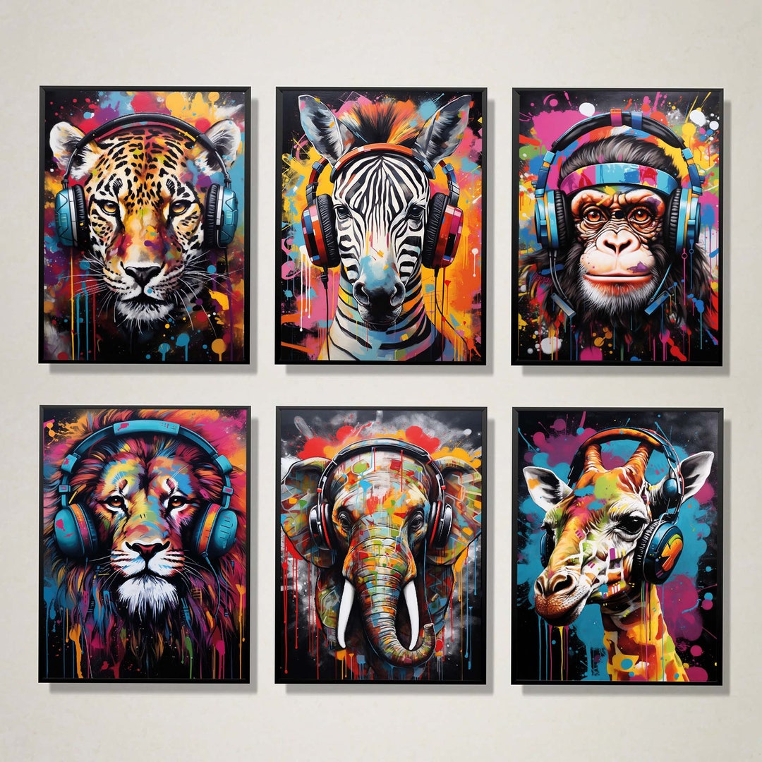 Set of 6 Gaming Prints, Animal Gaming Prints, Gamer Prints, Gamer Decor ...