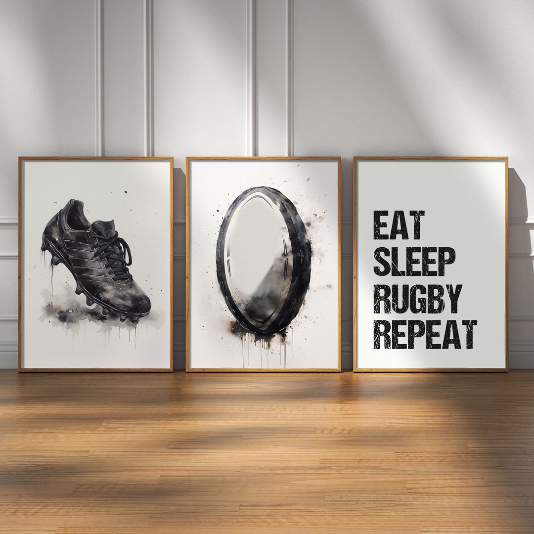 Set of 3 Rugby Wall Art Prints, Rugby Prints, Boys Bedroom Decor, Gift ...