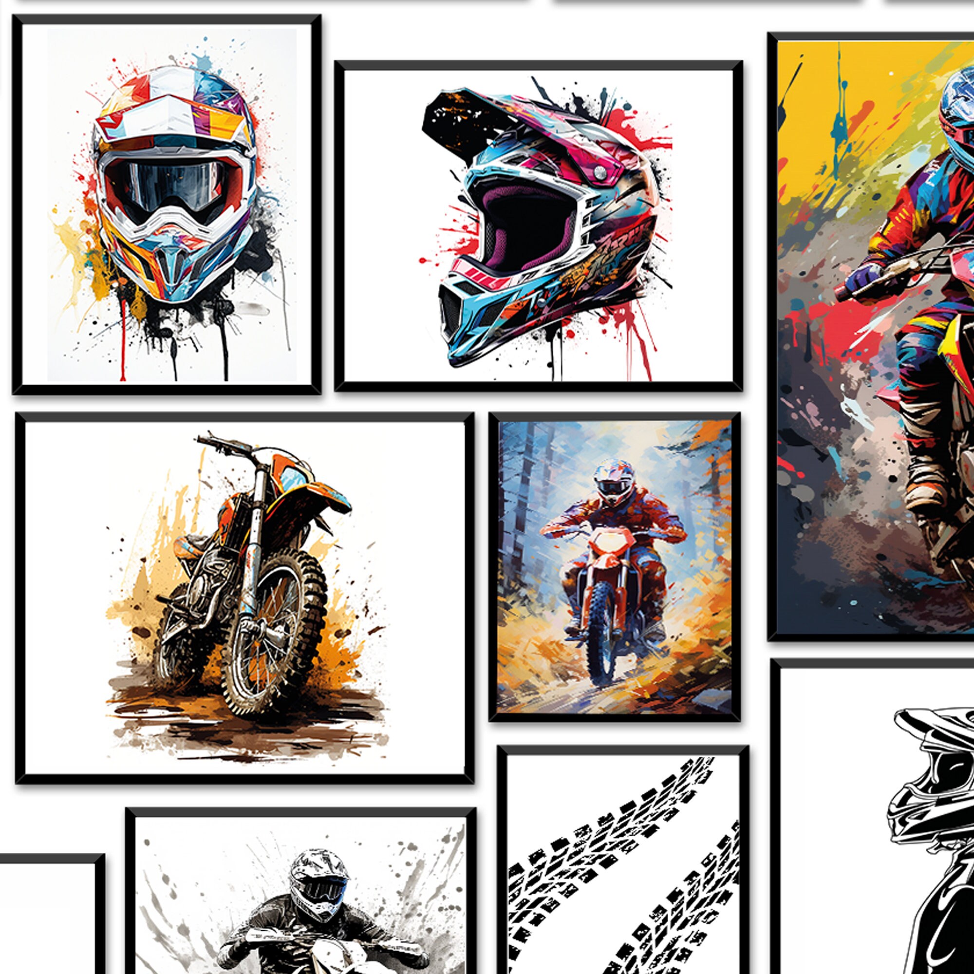 Motocross Wall Art Set of 16 Motocross Prints, Dirt Bike Prints, Boys ...