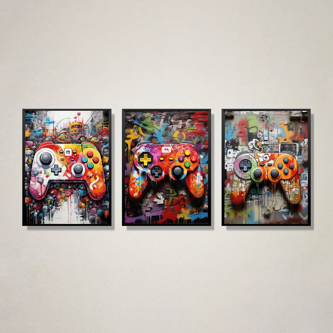 Gaming Art Prints, Set of 3 Digital Art, Gamer Wall Art, Games Room ...