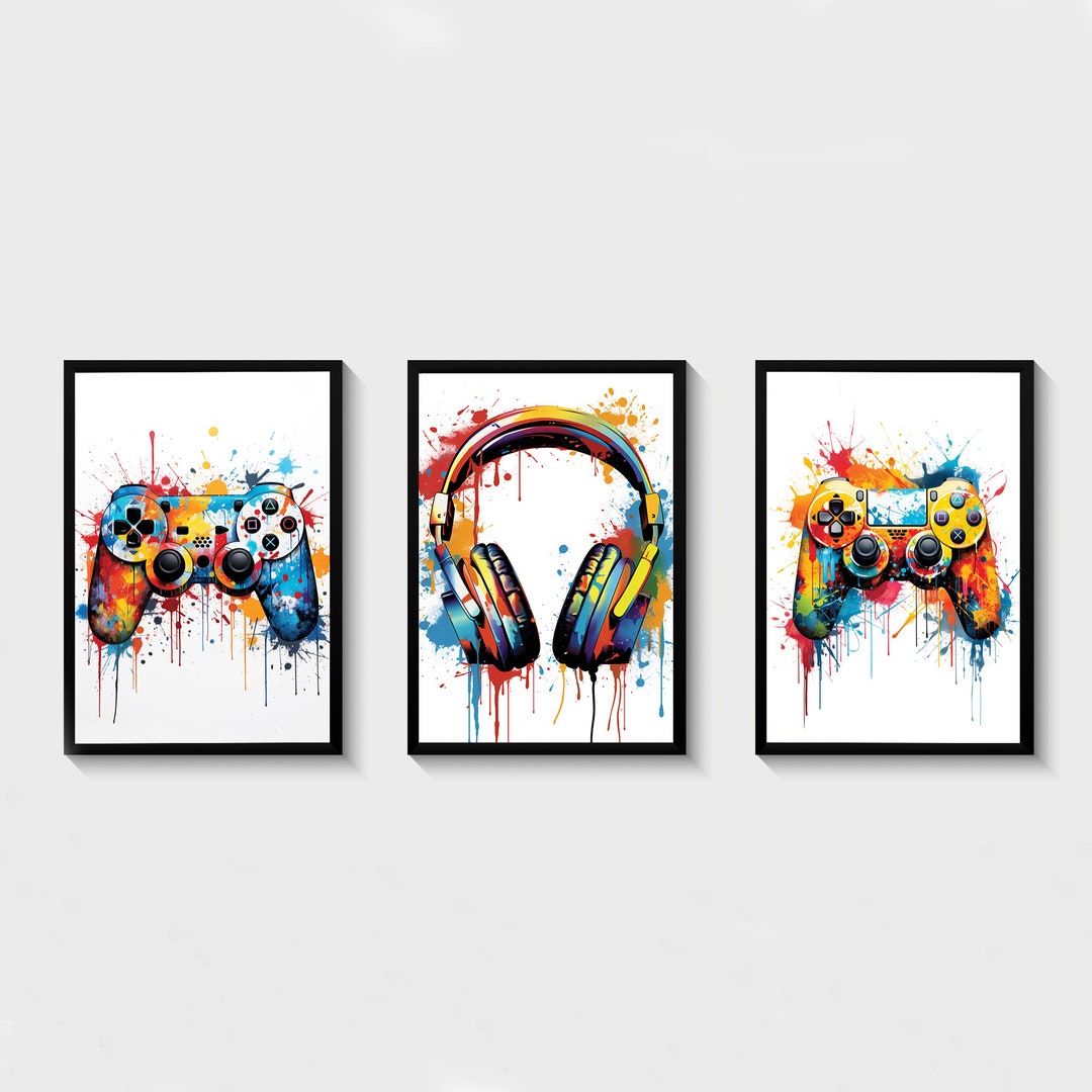 Set of 3 Gaming Prints, Gaming Poster, Gaming Wall Art, Gaming Room ...