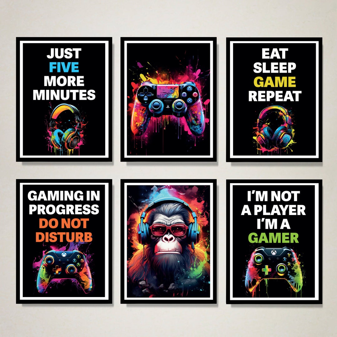 Set of 6 Gaming Prints Wall Art, Gaming Prints, Gamer Printer, Digital ...