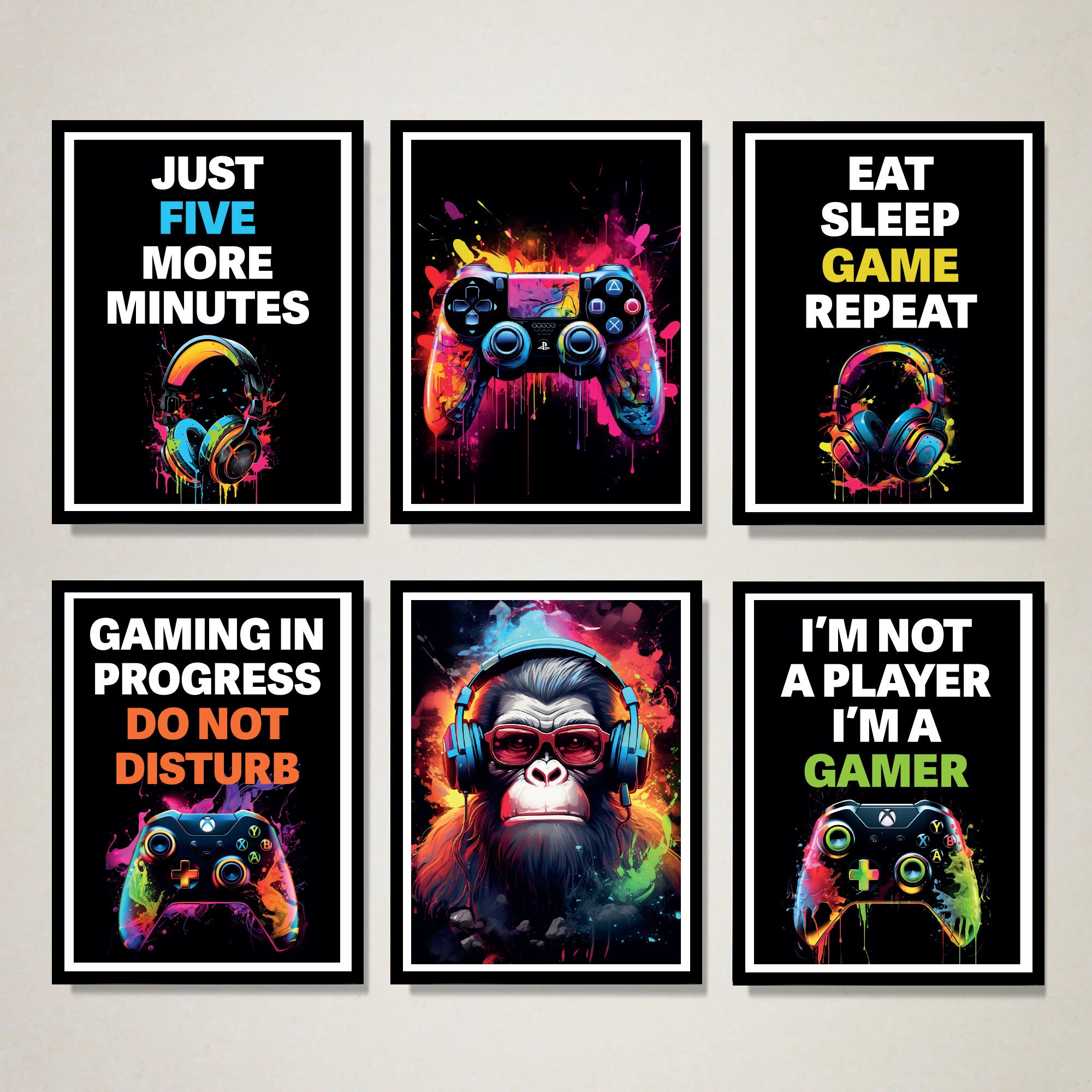 Set of 6 Gaming Prints Wall Art, Gaming Prints, Gamer Printer, Digital ...