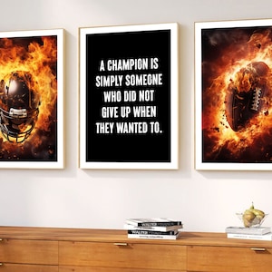 Set of 6 Football Motivational A3 Prints, NFL Football Posters, Boys ...