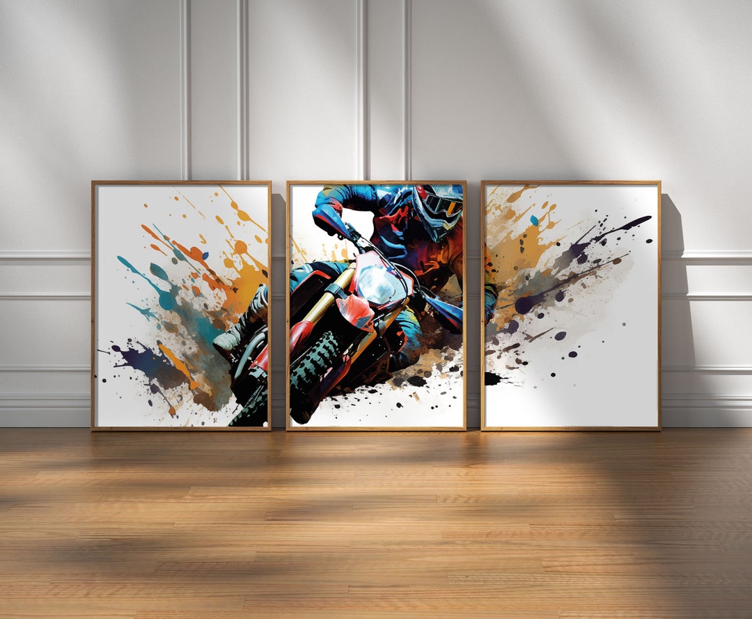 Motocross Prints, Set of 3 Watercolour Dirt Bike Print, Motorcycle ...