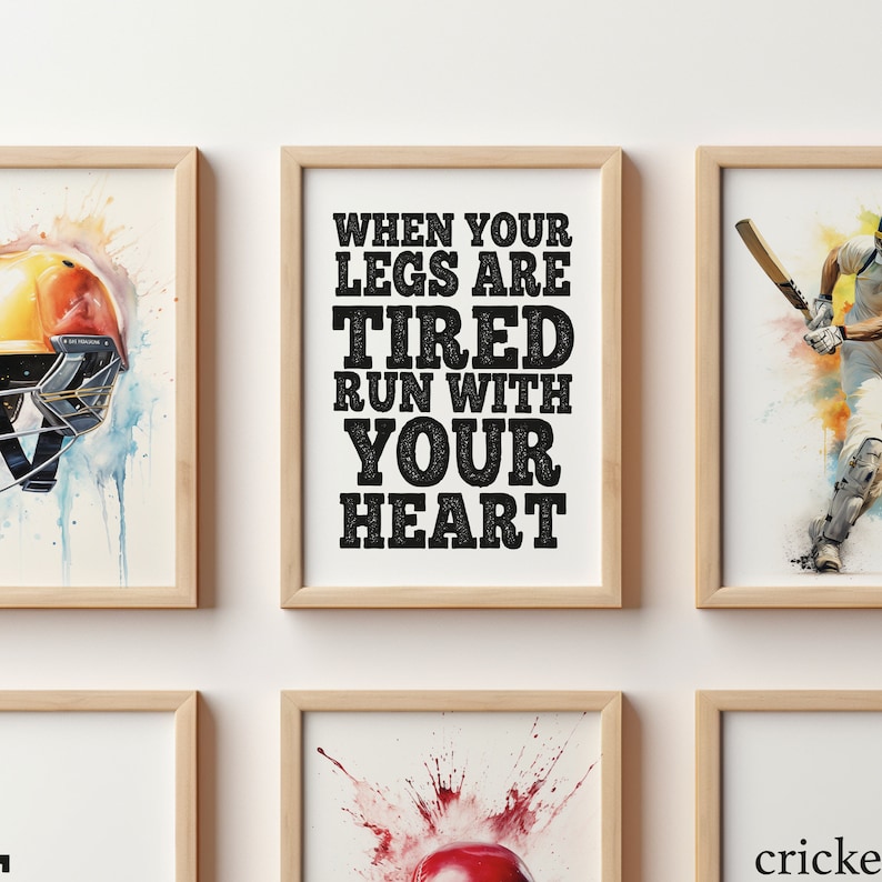 Set of 6 Cricket Prints, Cricket Wall Art, Cricket Decor, Boys Bedroom ...