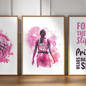 Pink Basketball Wall Art, Basketball Poster, Basketball Prints, Gift ...